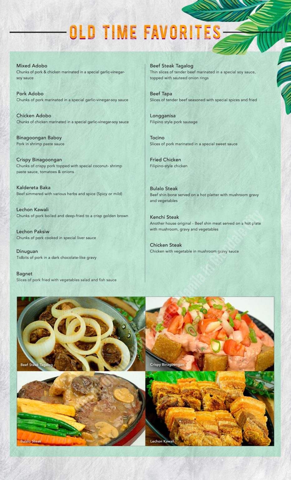 Full Menu – The Original Barrio Fiesta of Manila in Glendale, CA